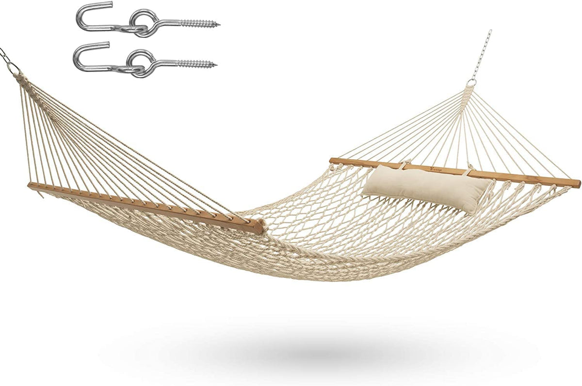 Y- STOP 13 FT Double Hammock with Pillow, Traditional Rope Hammock wit ...